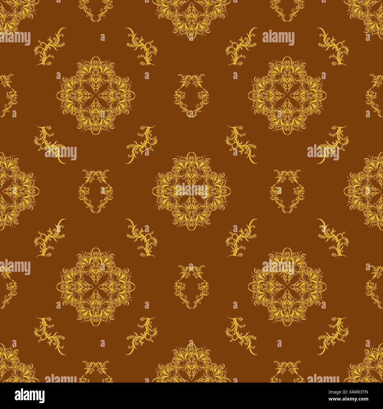 Elegant curly endless pattern, seamless Damask, vector illustration ...