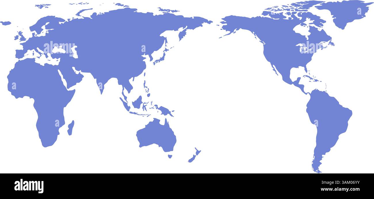 Blue and white Asia and Oceania centered world map vector illustration Stock Vector Image & Art ...