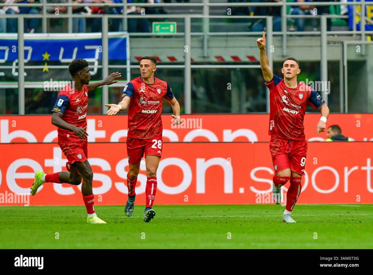 Milano, Italy. 12th Apr, 2025. Celebration after Roberto Piccoli of ...