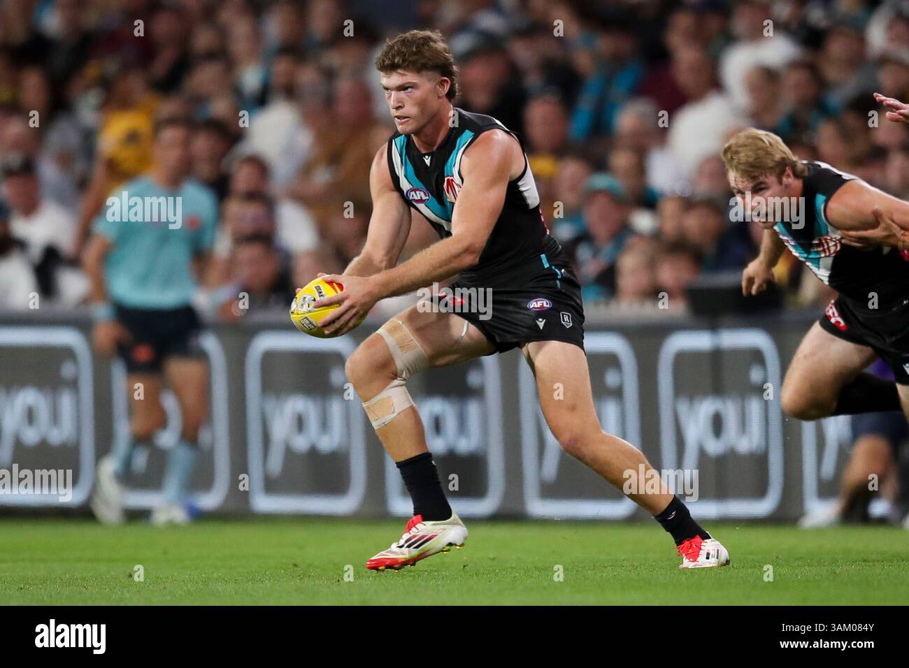 Adelaide, Australia. 13th Apr, 2025. Mitch Georgiades of the Power ...