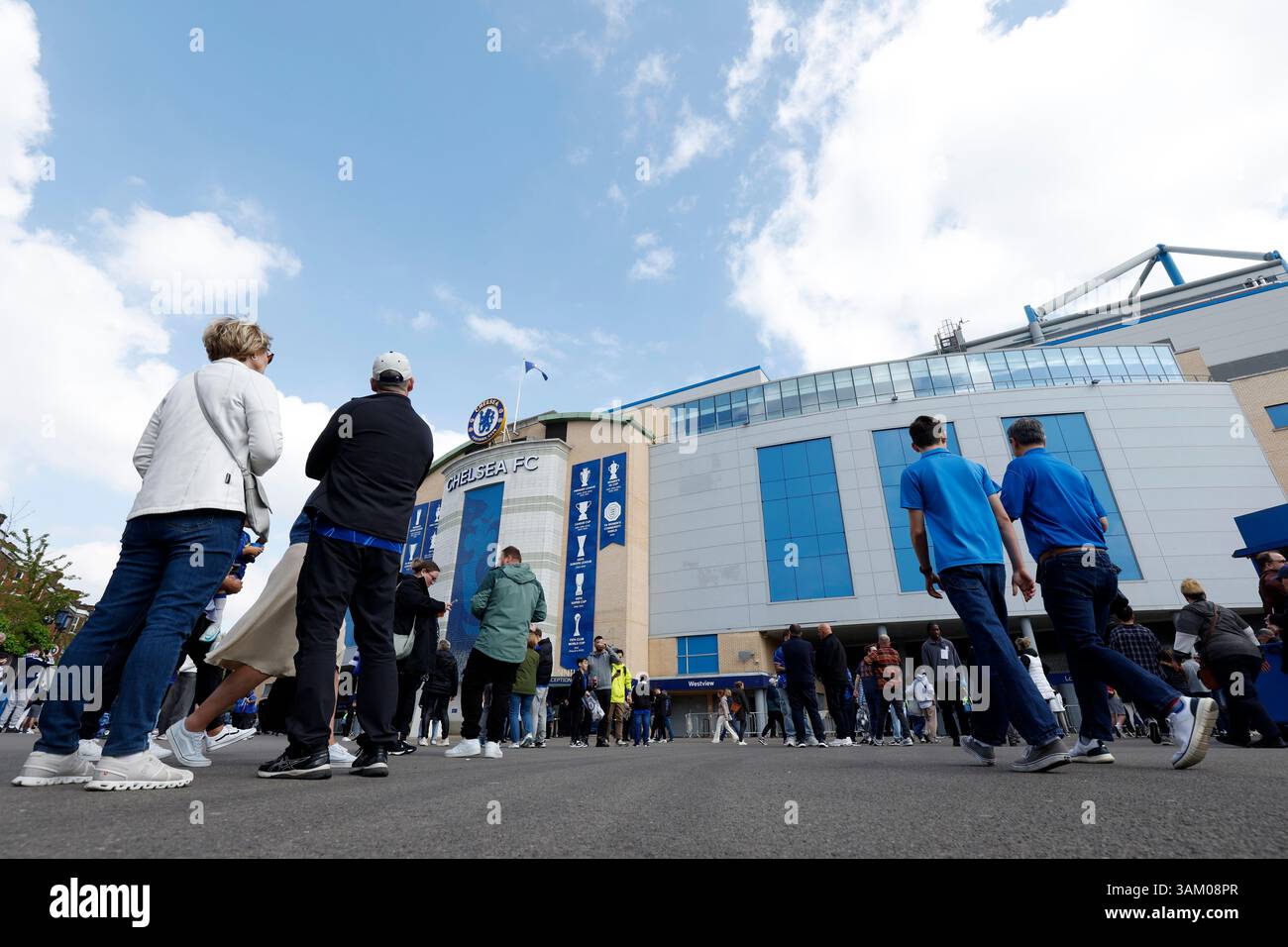 Chelsea fans outside the ground before the Premier League match at ...