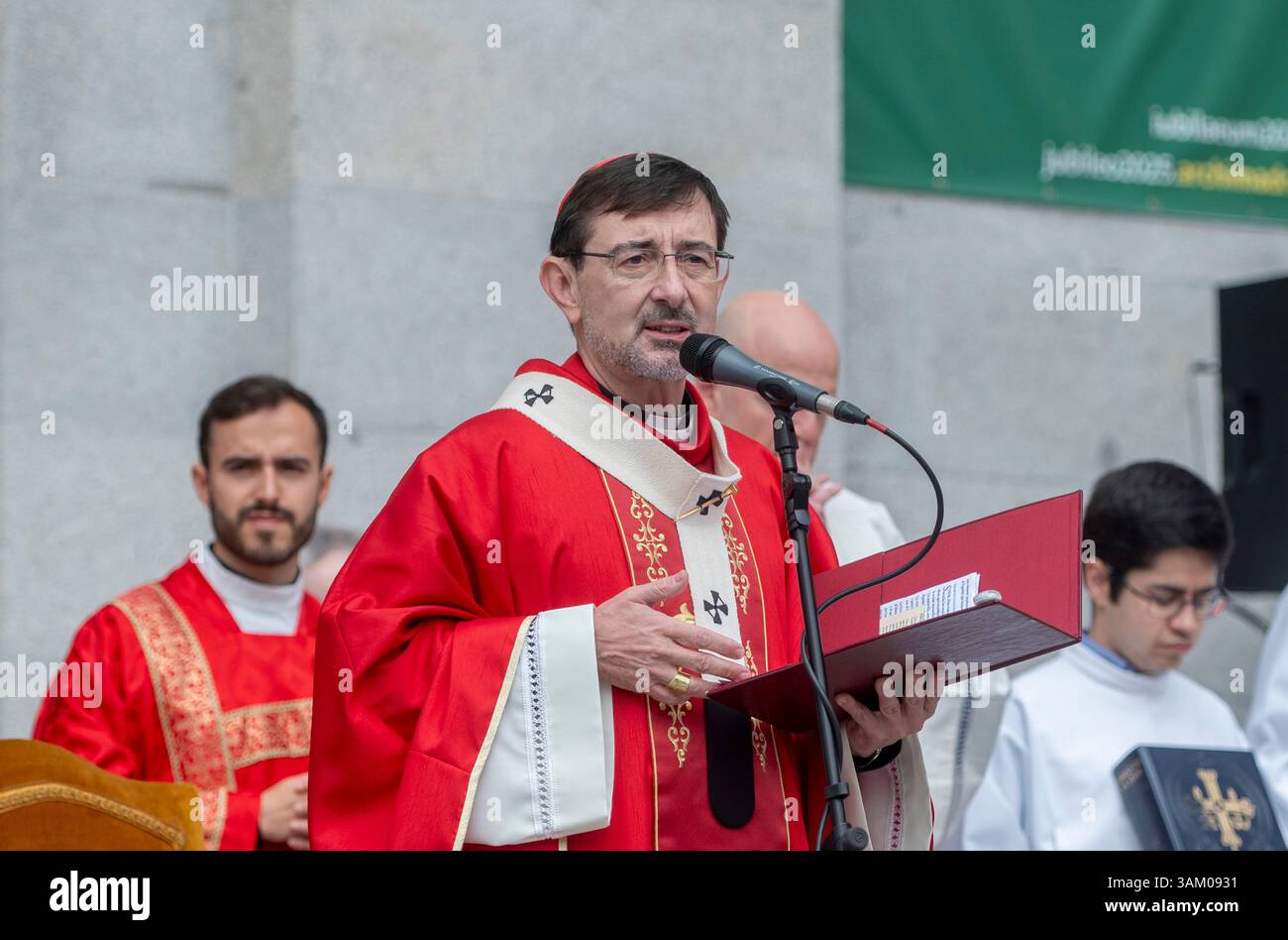 The Archbishop of Madrid, José Cobo, during the blessing of the ...