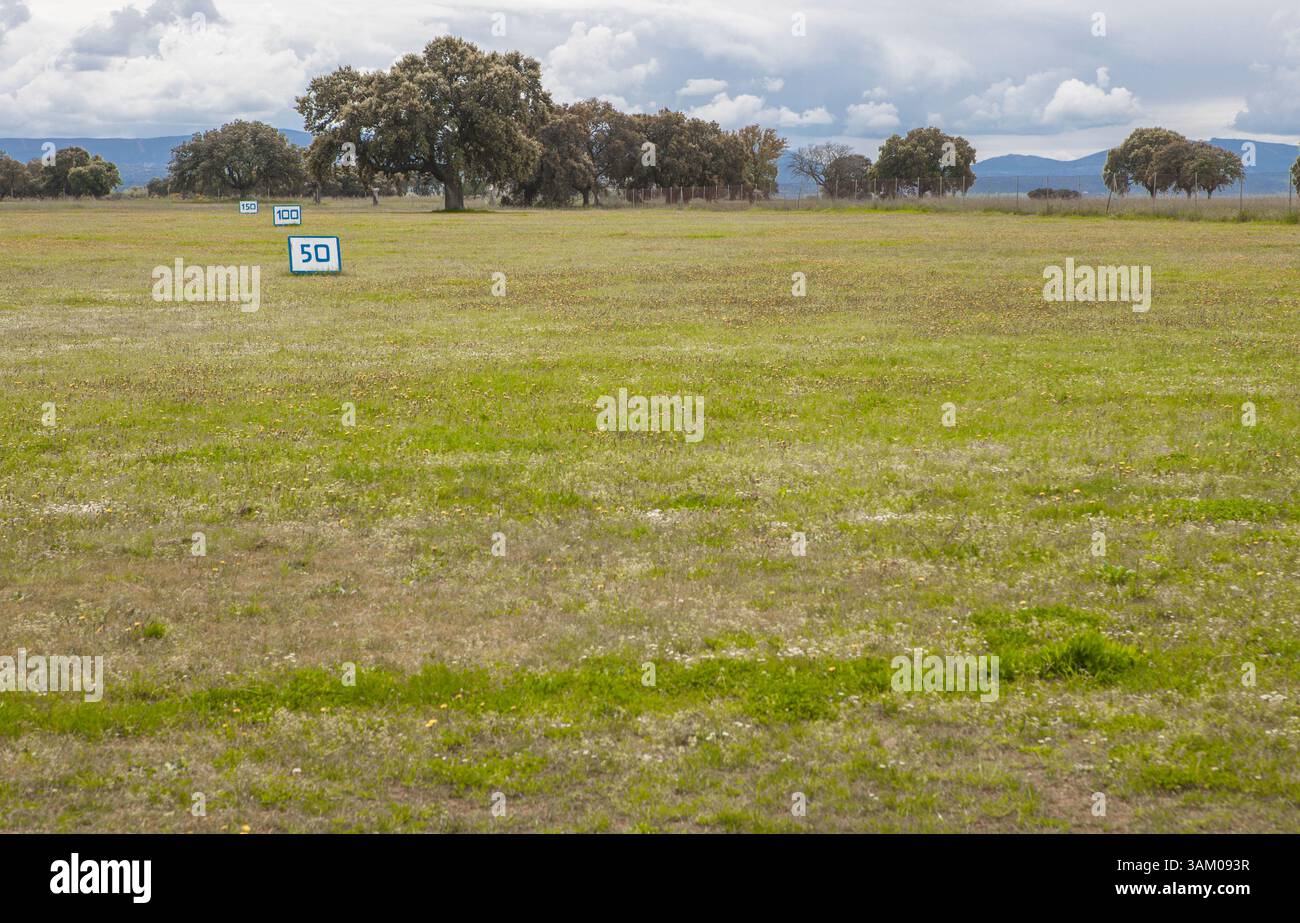 Golf beginners fairway for practicing swing and driving range. Visible ...