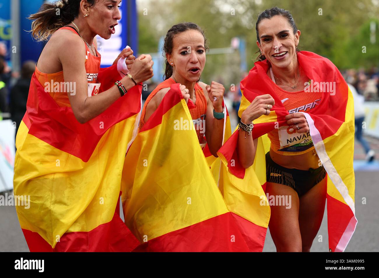 Brussels, Belgium. 13th Apr, 2025. Spanish runners, winner of the team ...