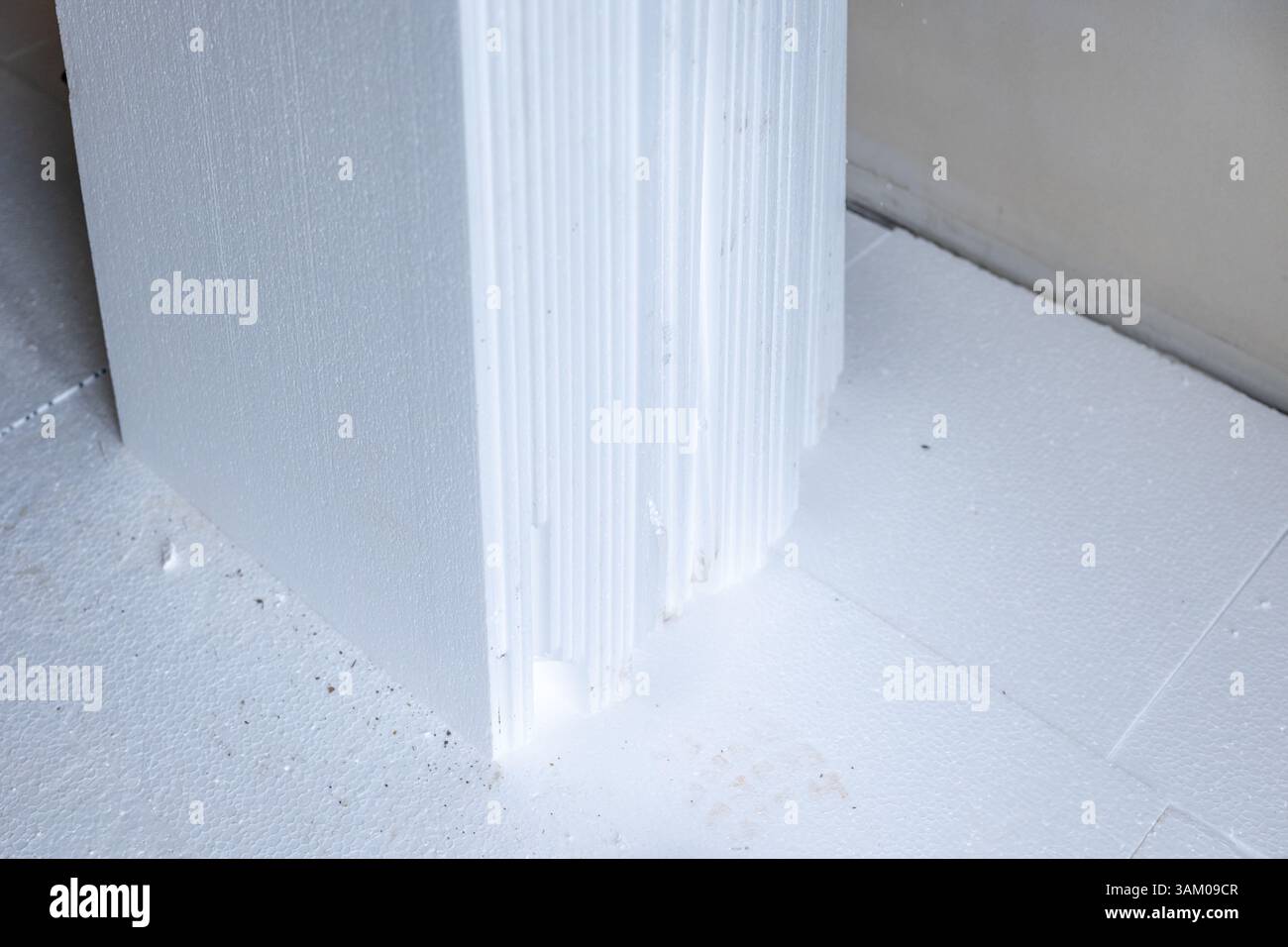 Close-up of extruded polystyrene foam insulation creating a thermal ...
