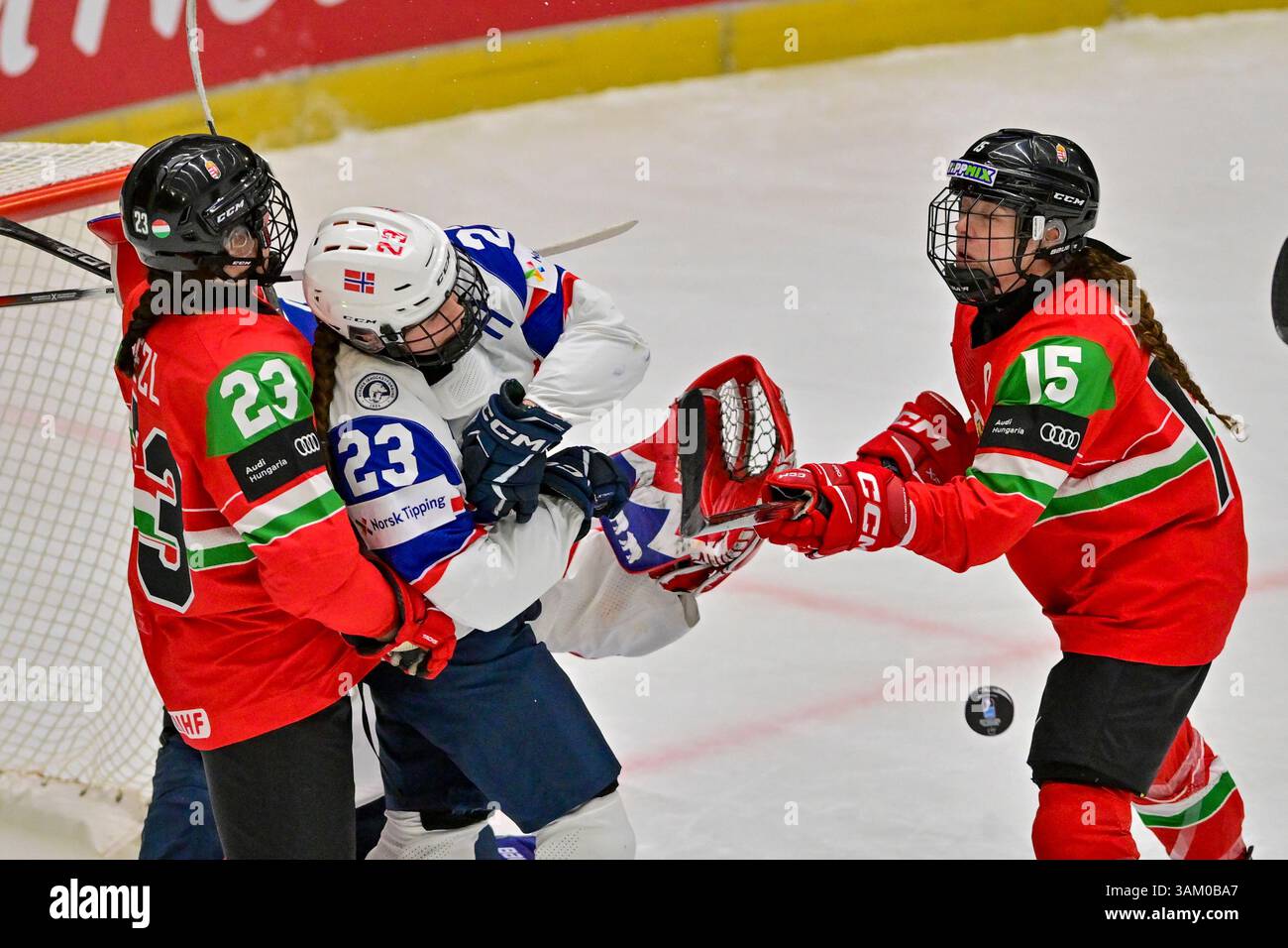 Budweis, Czech Republic. 13th Apr, 2025. L-R Reka Hiezl (HUN), Emma ...