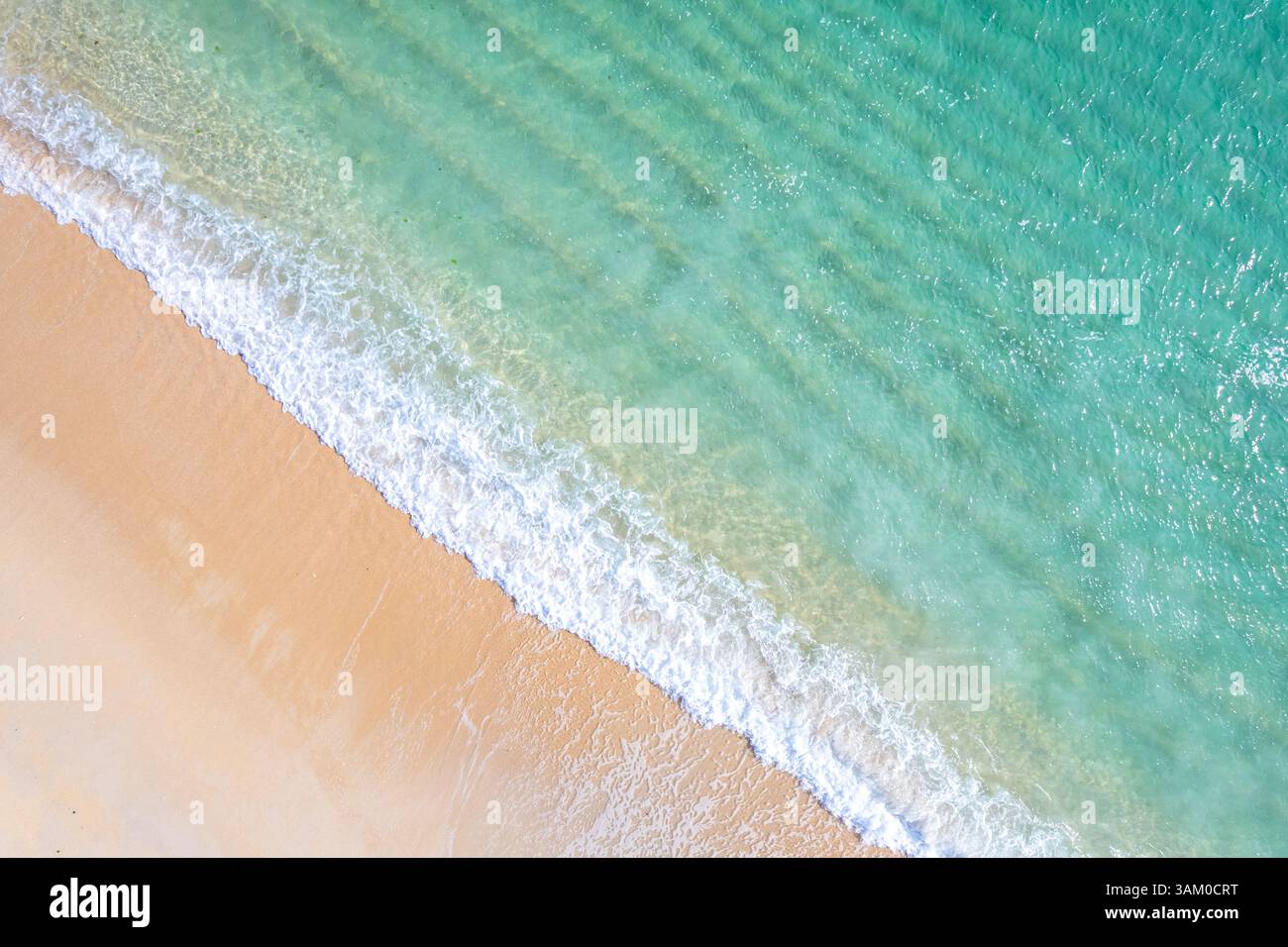 beach aerial view clear water shoreline coastal patterns, top down view ...
