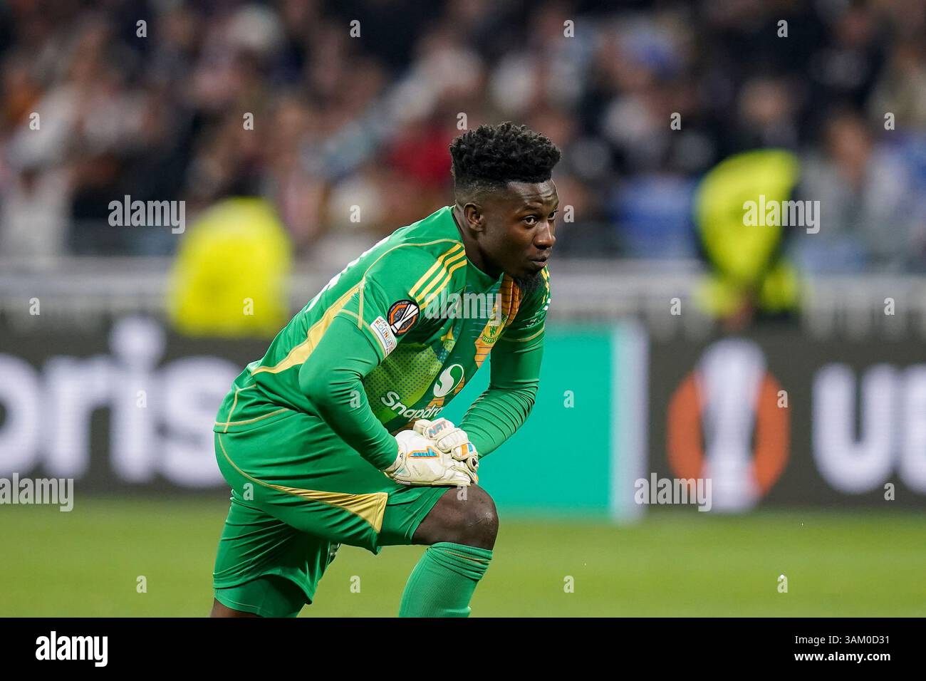 Manchester United goalkeeper Andre Onana (24) during the Olympique ...