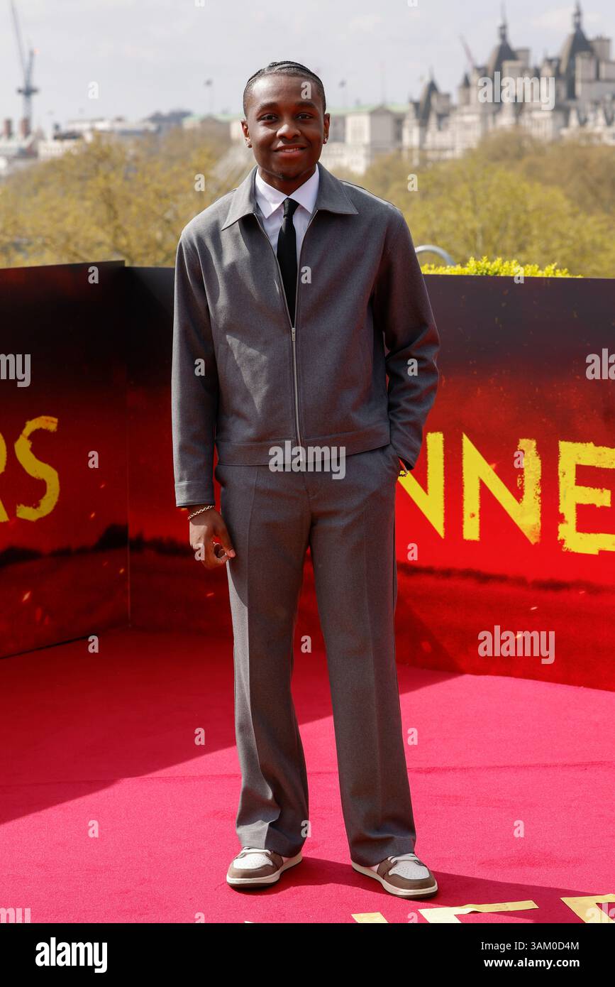 Miles Caton poses for photographers during the photo call for the film 'Sinners' on Sunday ...