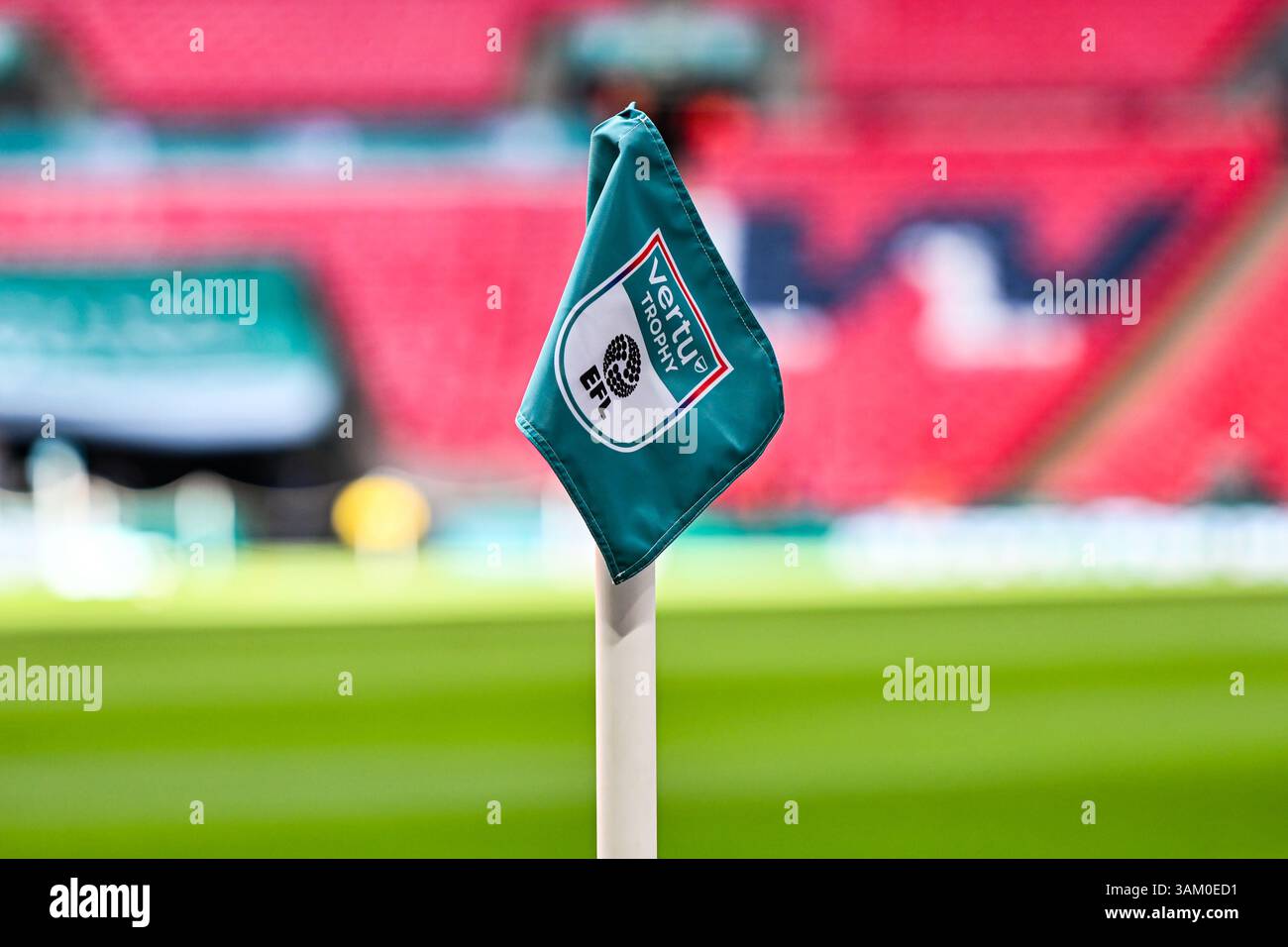 Wembley Stadium, London on Sunday 13th April 2025. Corner flag with ...