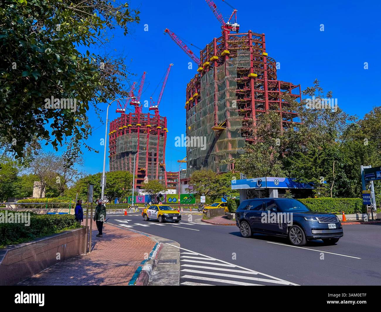 Taipei, Taiwan, Construction Site, Twin Towers, Office Building Project ...