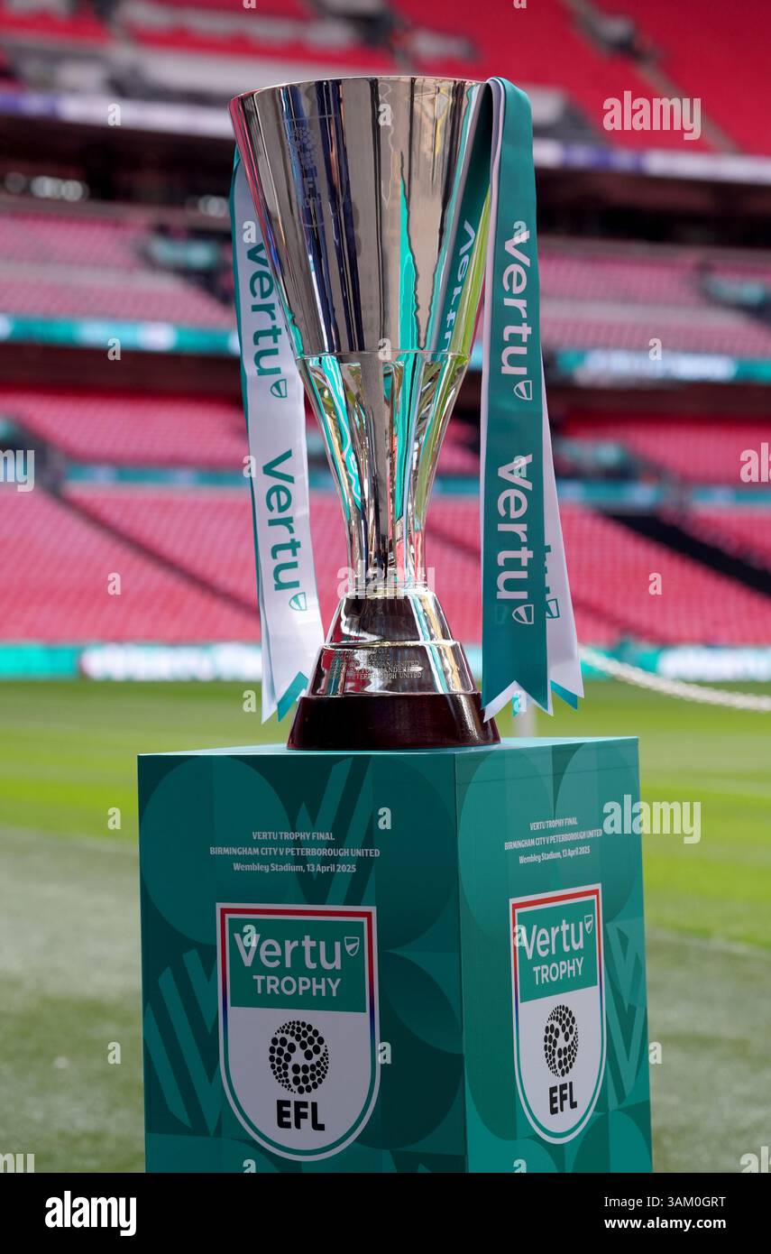 View of the trophy before the Vertu Trophy Final at Wembley Stadium ...