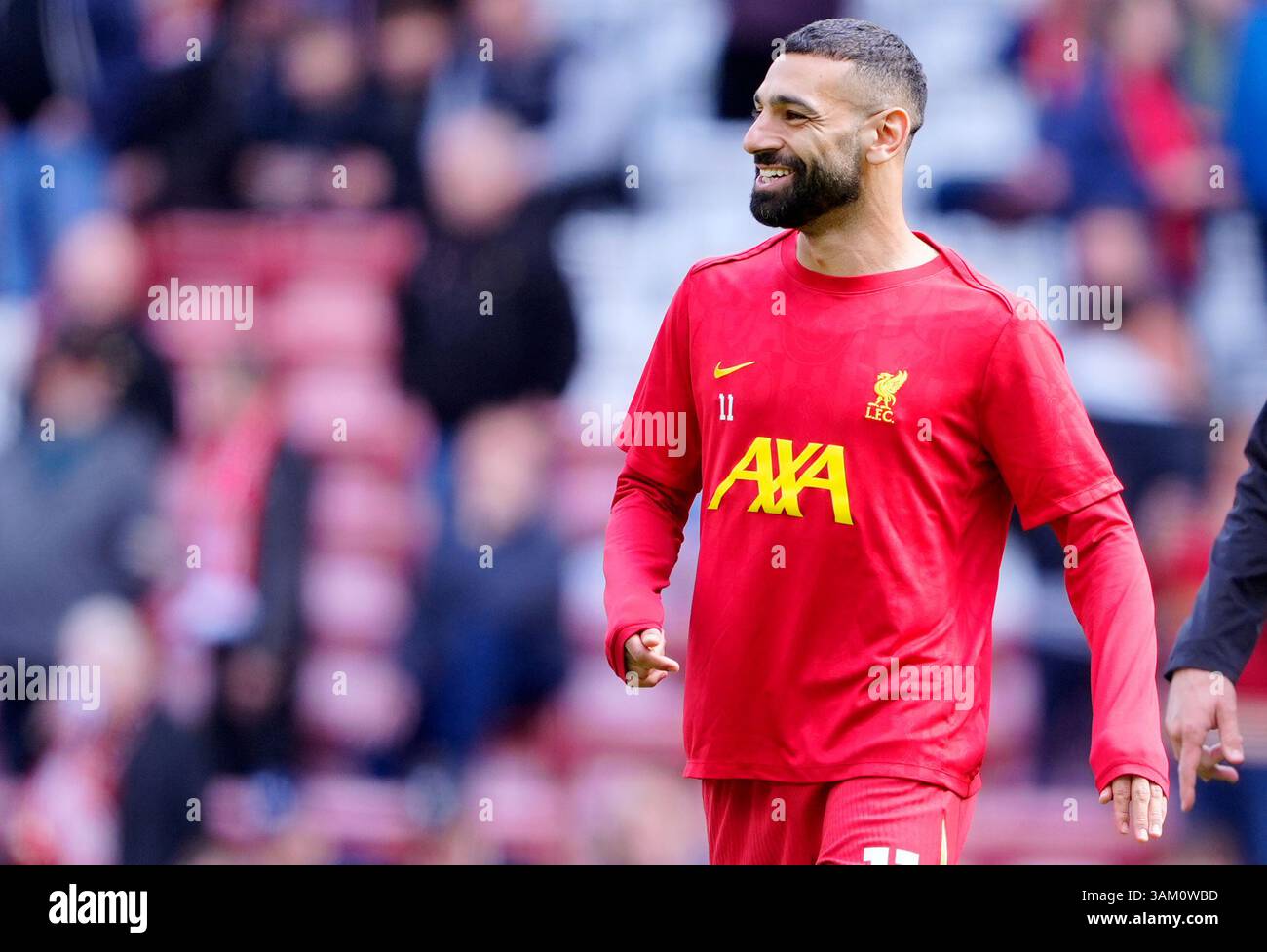 Liverpool's Mohamed Salah during the warm up before the Premier League ...