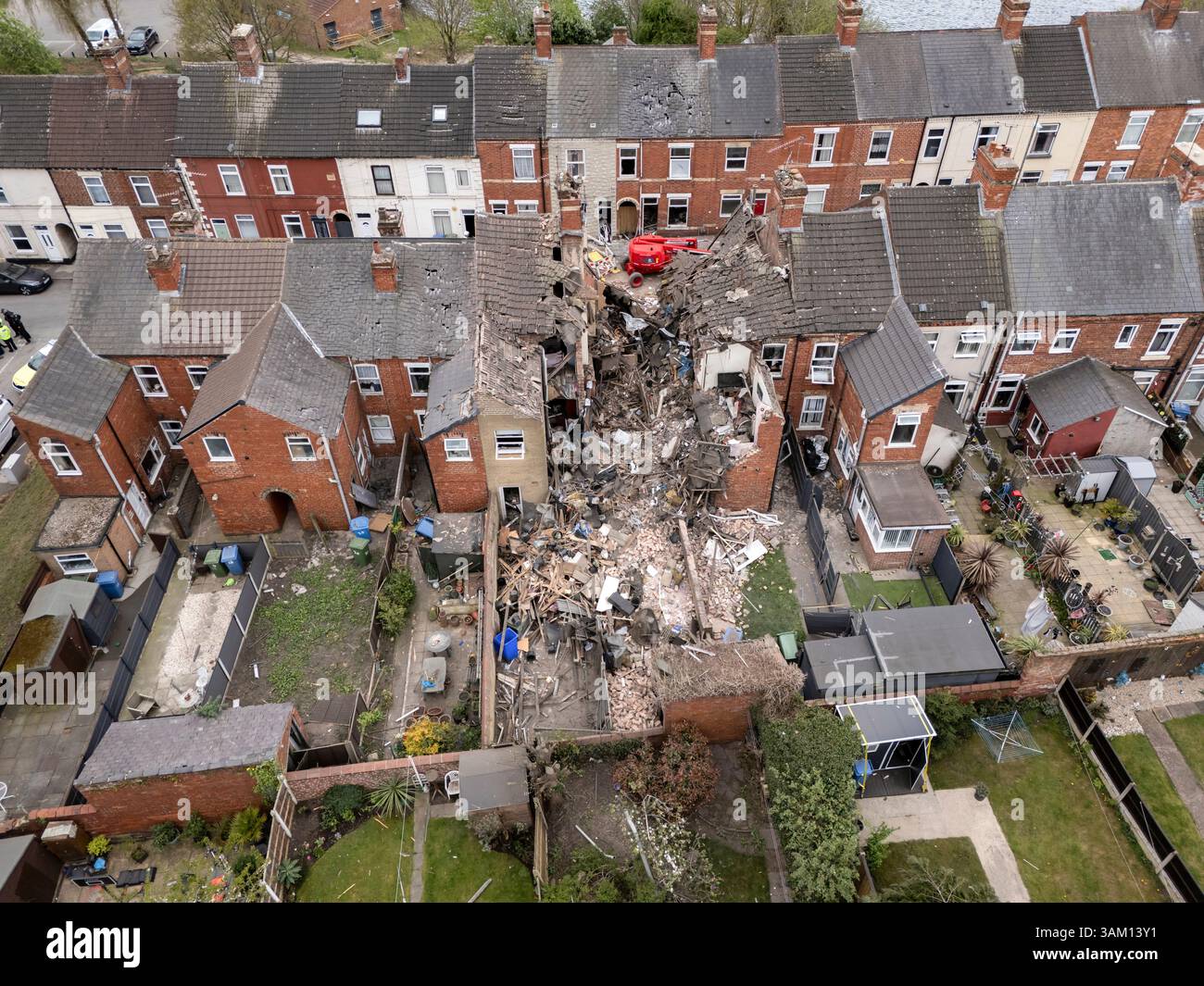 The scene in Worksop, after a man has been found dead among the debris ...