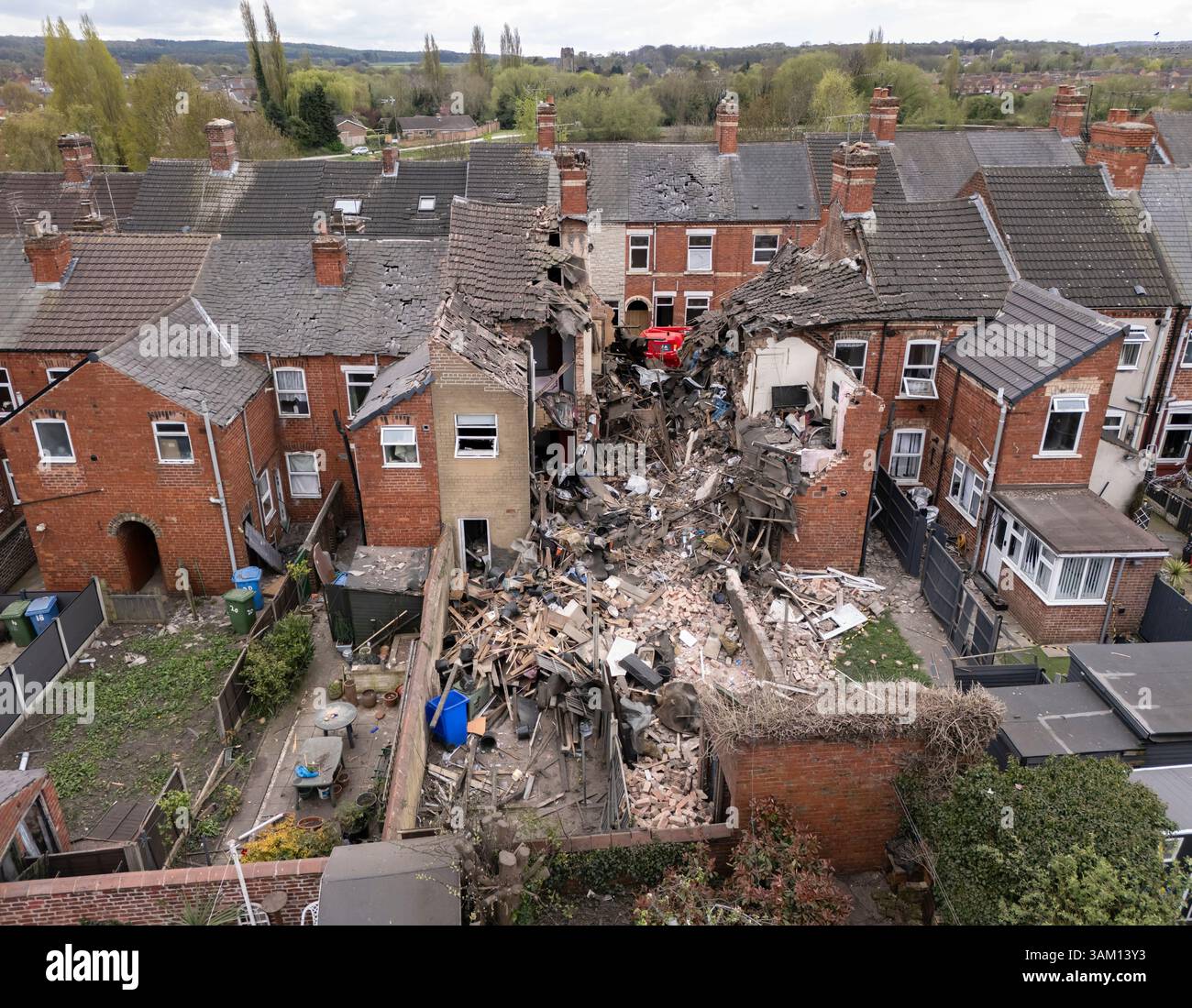 The scene in Worksop, after a man has been found dead among the debris ...