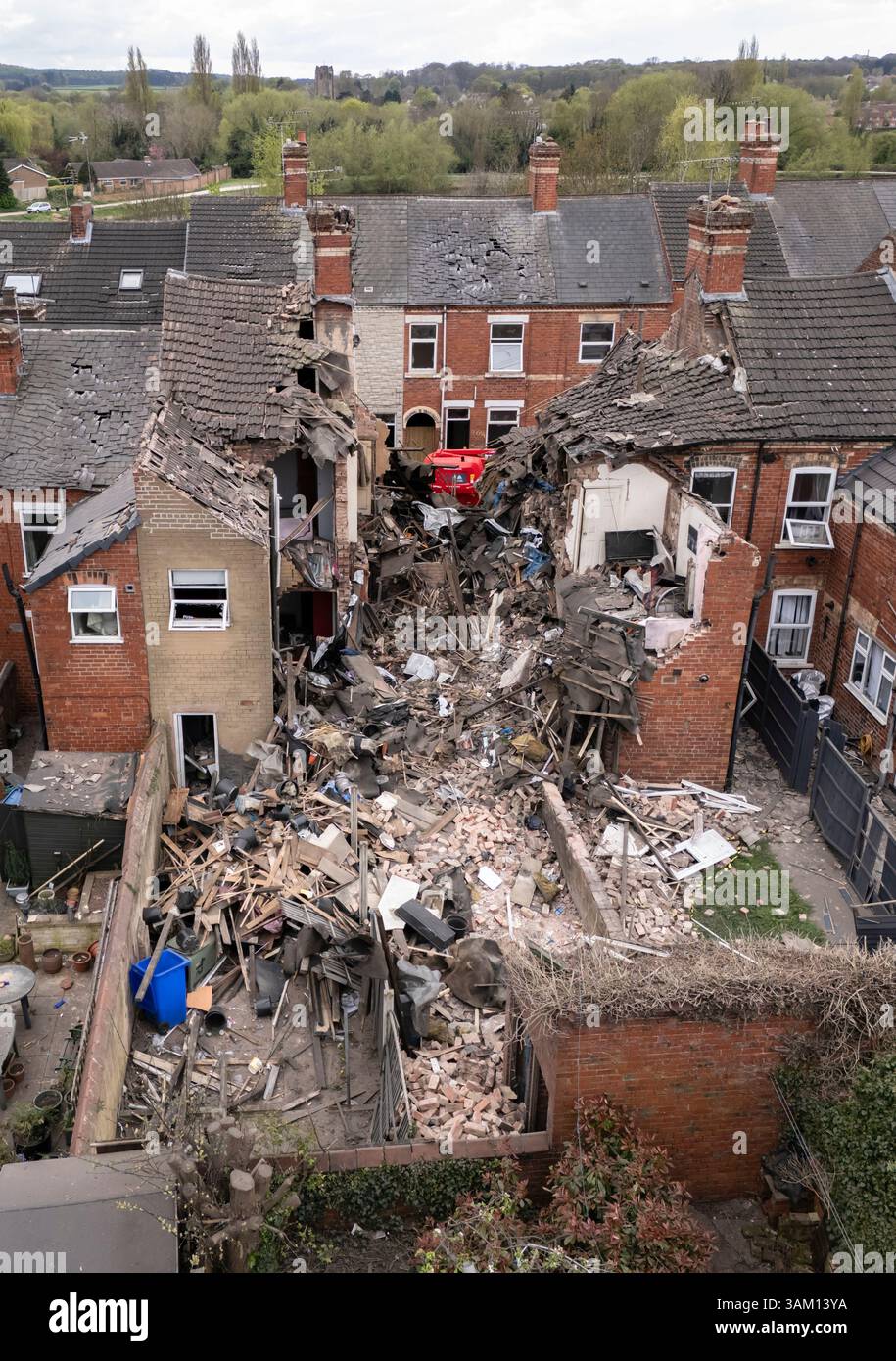 The scene in Worksop, after a man has been found dead among the debris ...