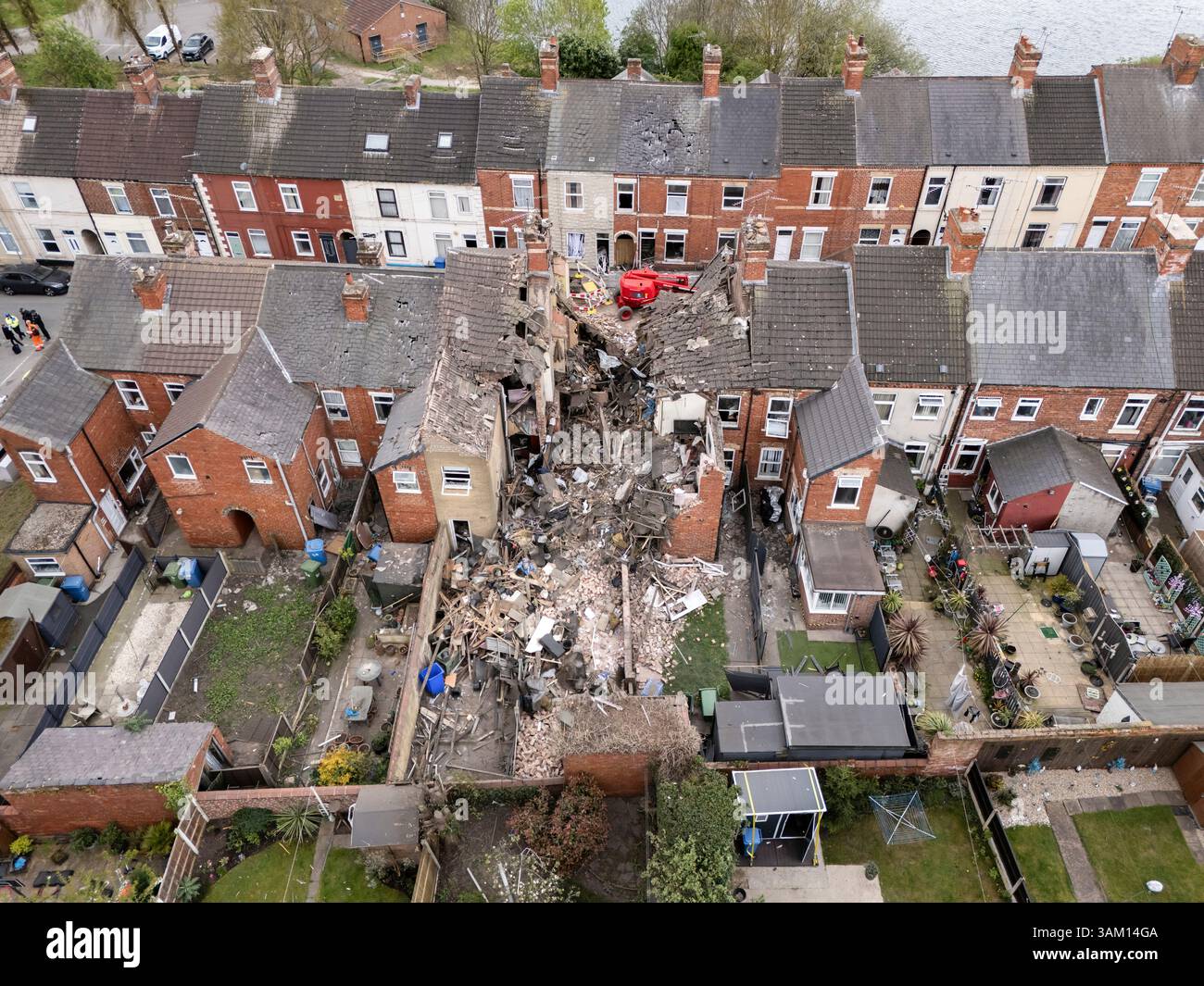 The scene in Worksop, after a man has been found dead among the debris ...