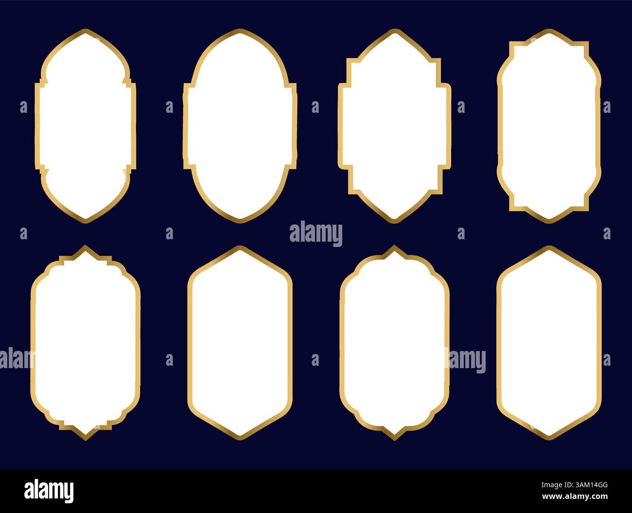 Traditional islamic window shapes in oriental style. Set of black ...