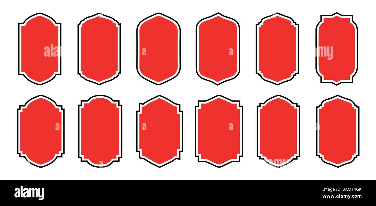 Set of flat mosque gates, doors and windows. Oriental style Islamic ...