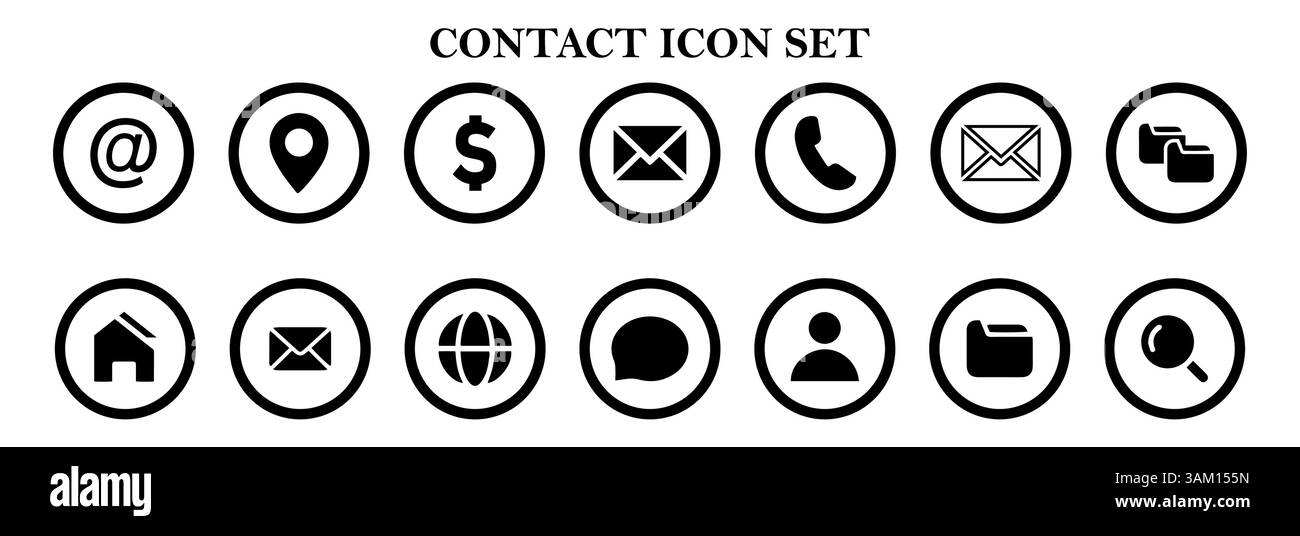 Contact Icon Set. Contact Us design template. Editable stroke sign pack ...