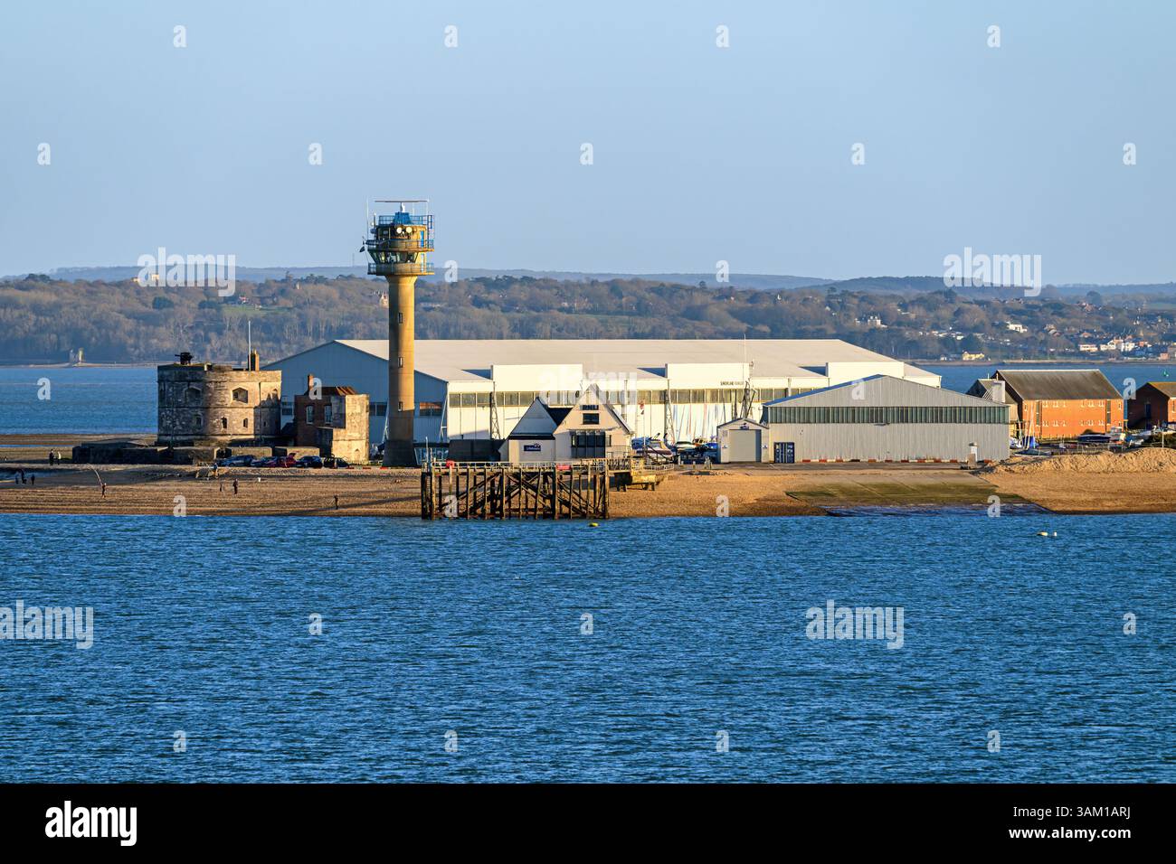 Calshot Spit on Southampton Water, with Calshot Castle, the National ...