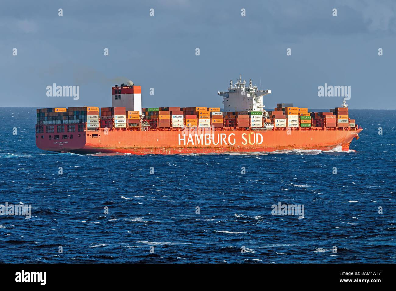 The Hamburg Sud container ship Cap San Lazaro underway in the Atlantic ...