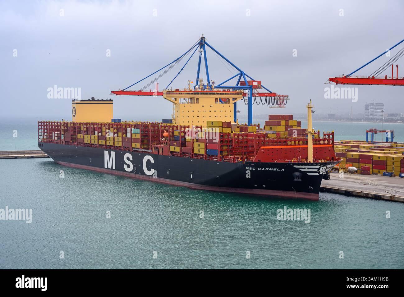 MSC Carmela, an Ultra Large Container Carrier, operated by the Mediterranean Shipping Company ...