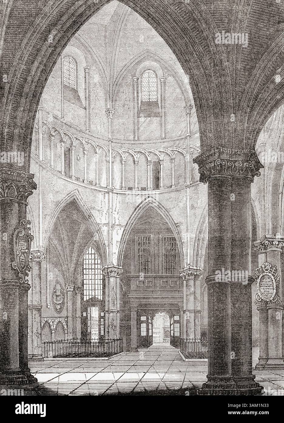 Circular part of the Temple Church, London. From Cassell's Illustrated ...
