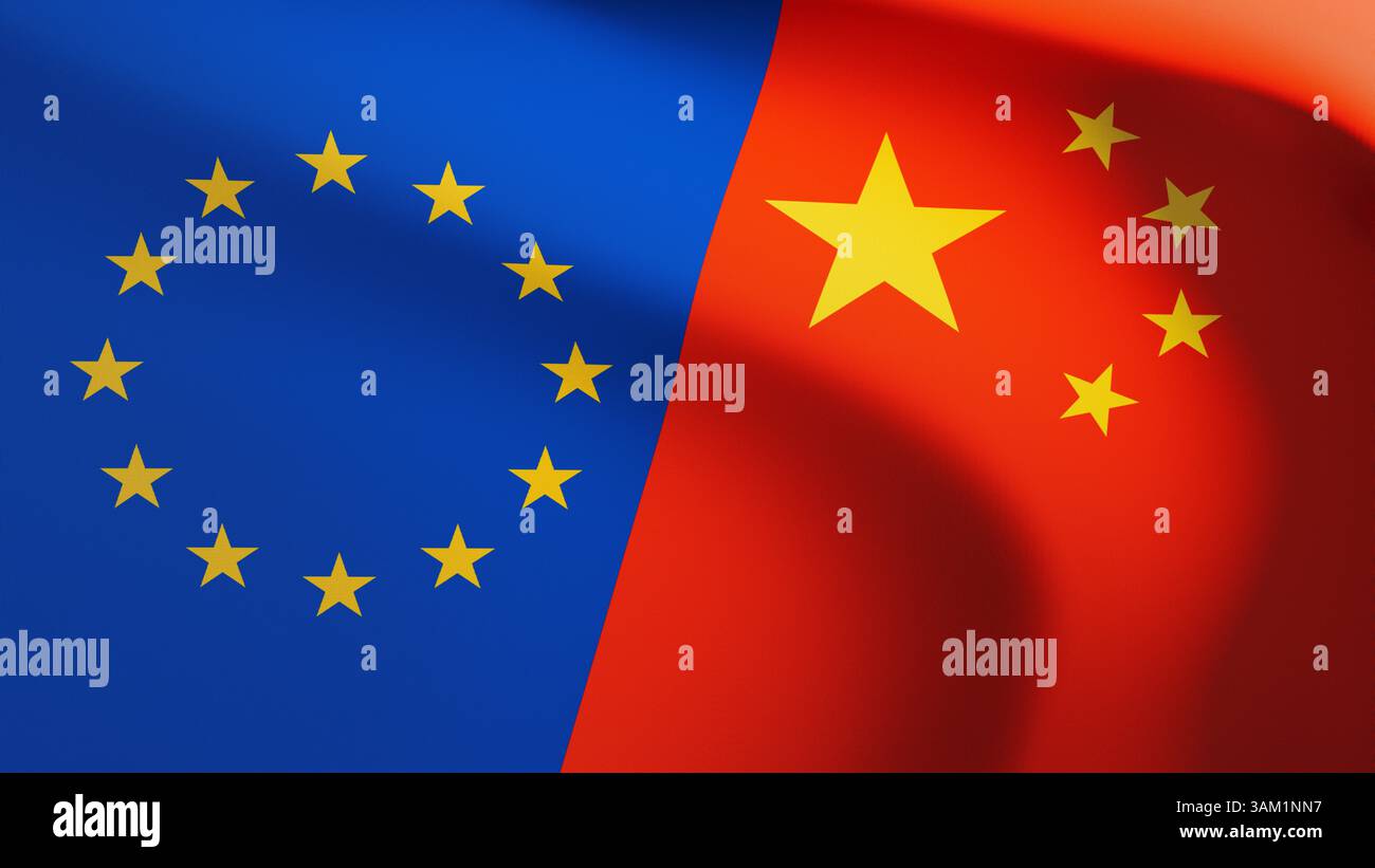 EU and China relations. EU and China flags Stock Photo - Alamy