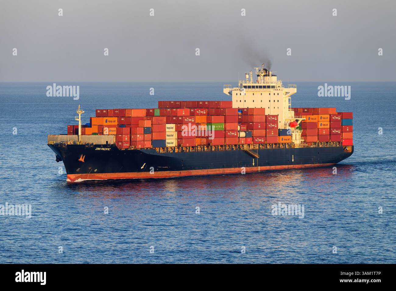Zim Pacific, a container ship operated by the Israeli company Zim ...