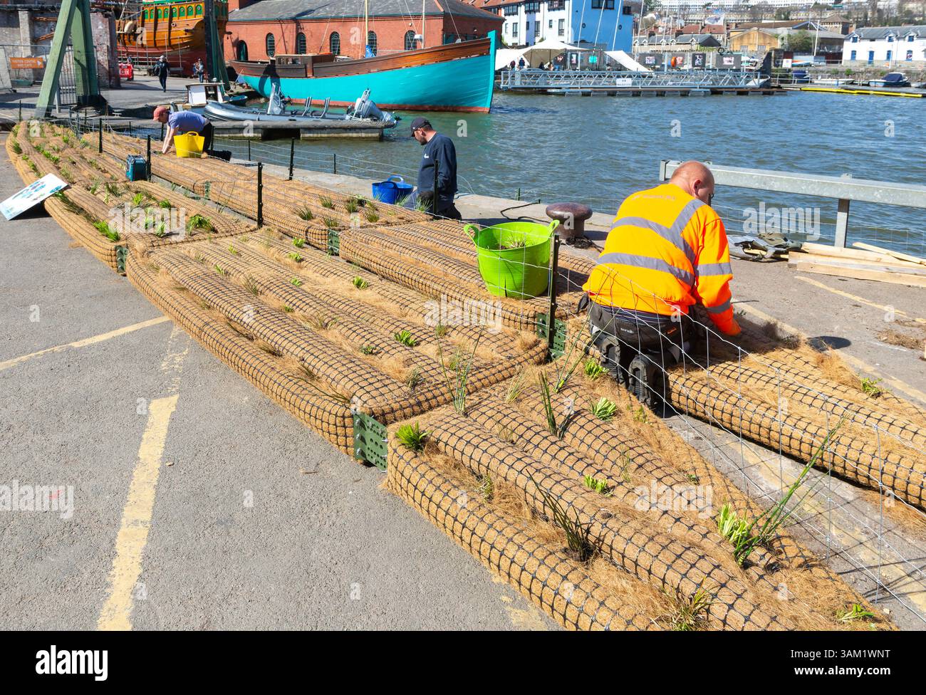 Biomatrix floating plant ecosystem products being prepared for use in ...