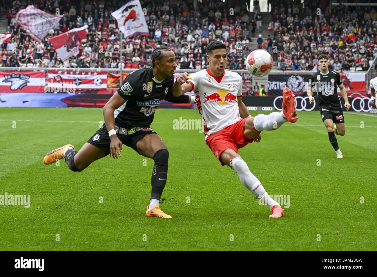 SALZBURG, AUSTRIA - APRIL 13: Emanuel Aiwu of Sturm Graz and Adam ...