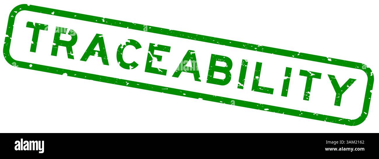 Grunge green traceability word rubber seal stamp on white background ...