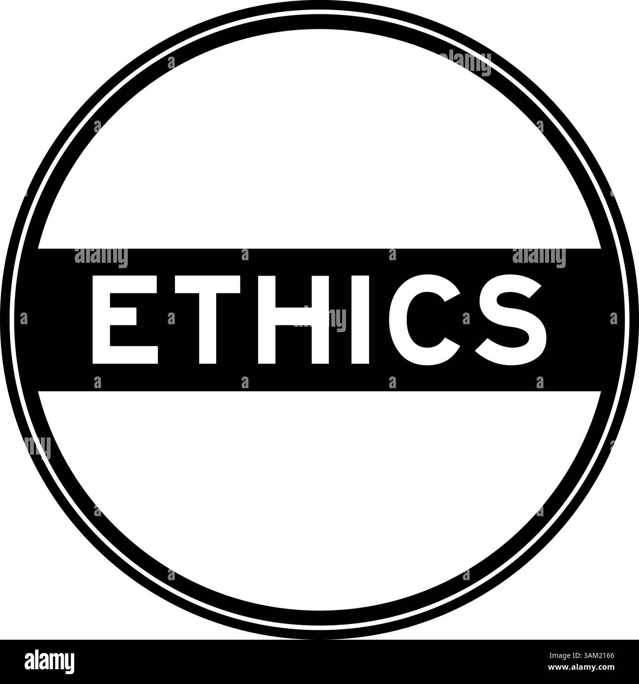 Black color round seal sticker in word ethics on white background Stock ...