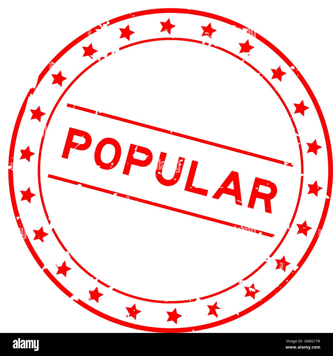 Grunge red popular word round rubber seal stamp on white background ...