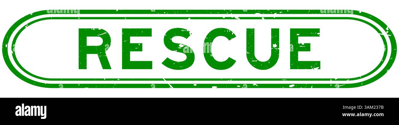 Grunge green rescue word rubber seal stamp on white background Stock ...
