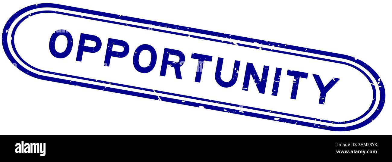 Grunge blue opportunity word rubber seal stamp on white background ...