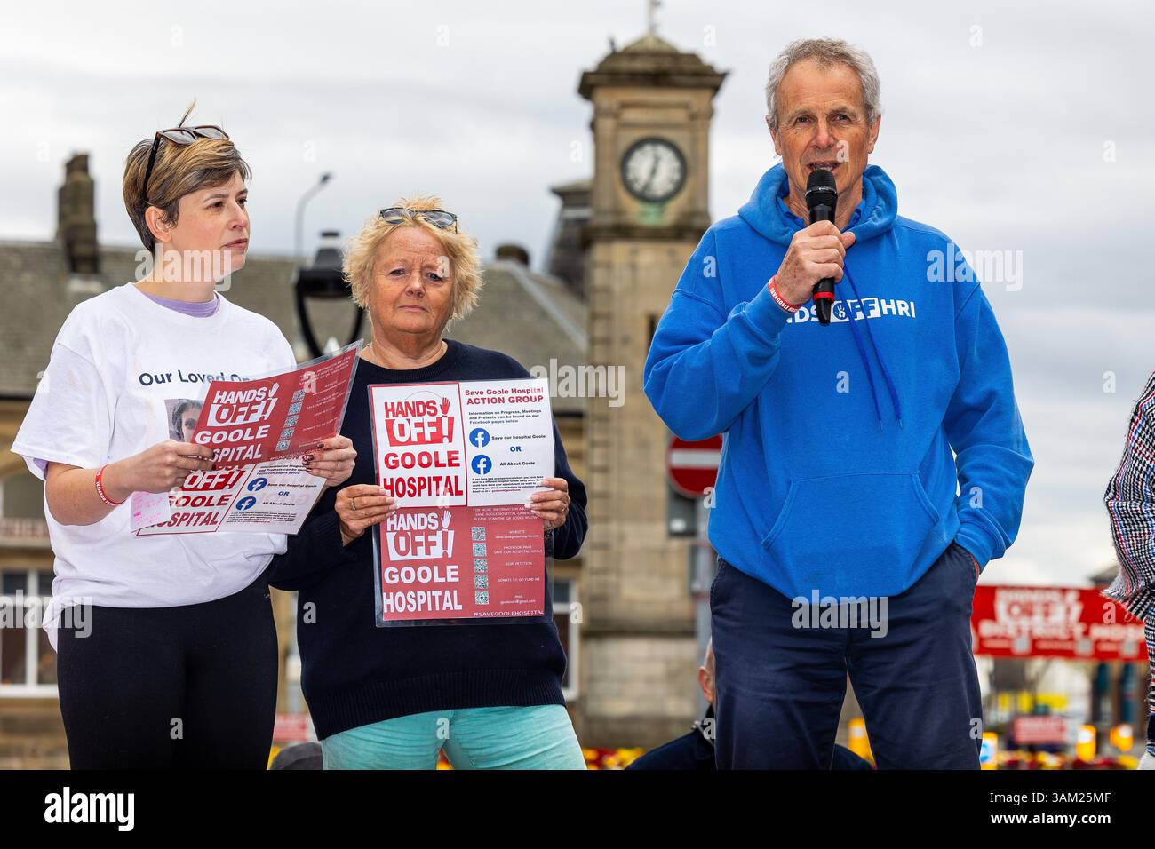 Goole, UK, 13 April 2025, Mike Forster of Hands off HRI (Huddersfield ...