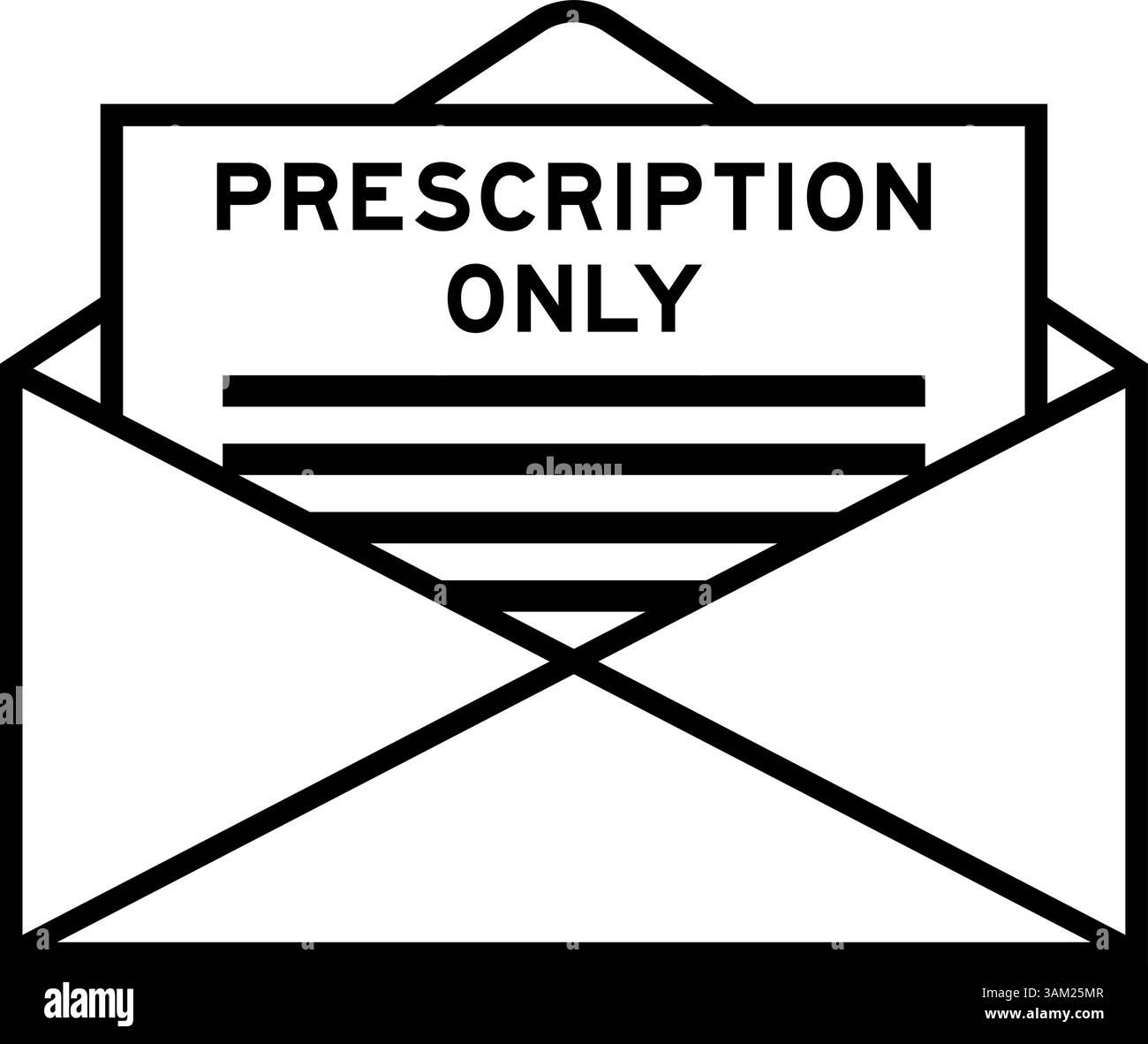 Envelope and letter sign with word prescription only as the headline ...