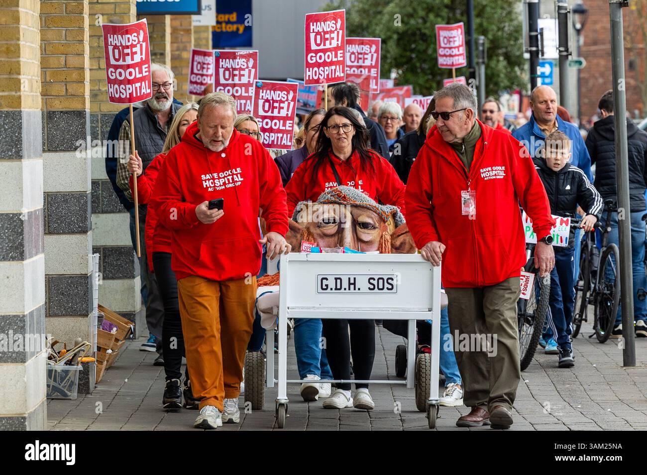 Goole, UK. 13th Apr, 2025. Hands off Goole Hospital protest held in ...