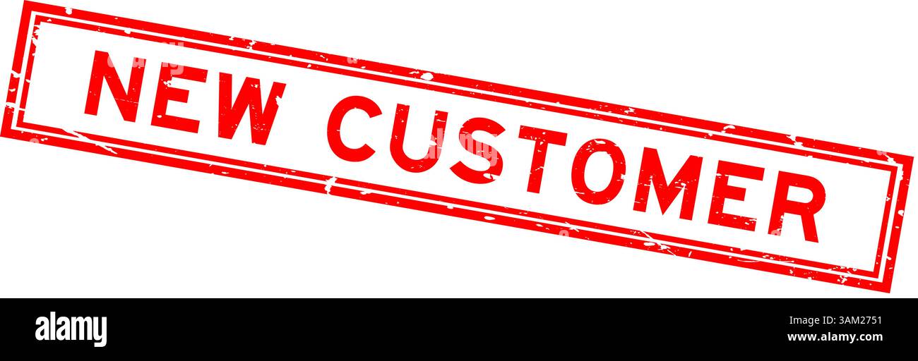 Grunge red new customer word square rubber seal stamp on white background Stock Vector Image ...