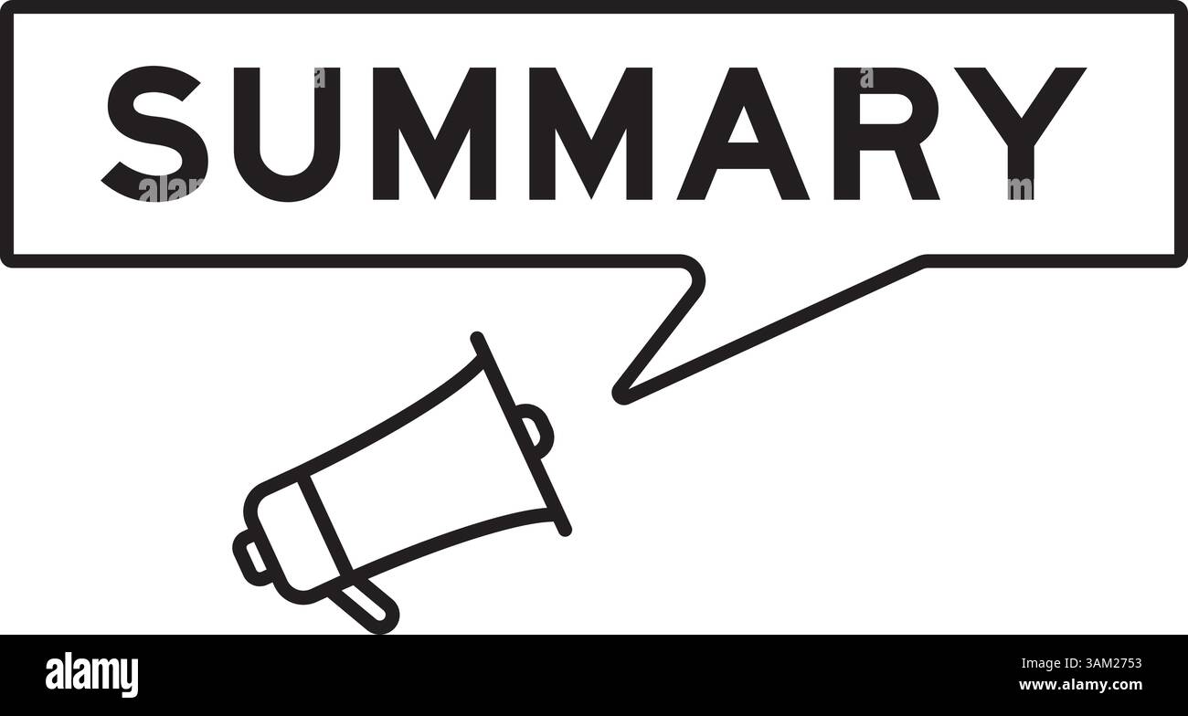 Megaphone icon with speech bubble in word summary on white background ...