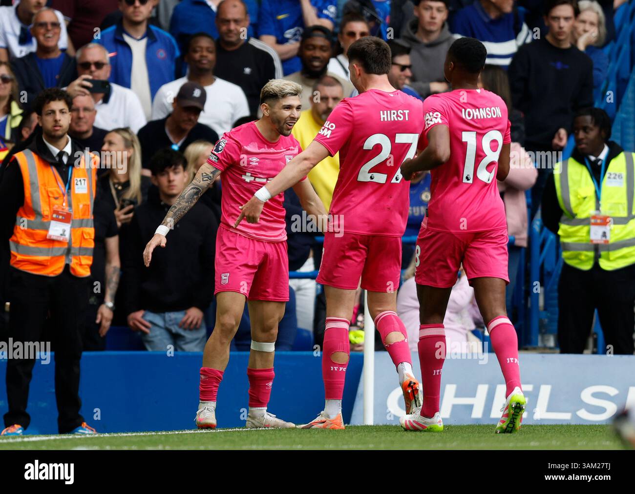 Ipswich Town's Julio Enciso (left) celebrates scoring their side's ...