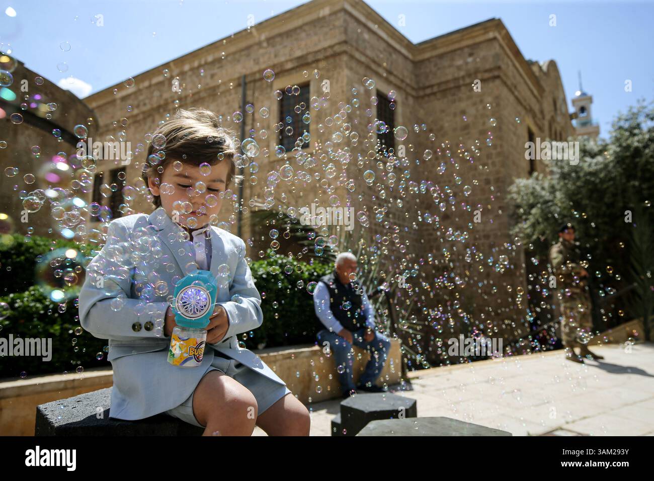 Beirut, Beirut, Lebanon. 13th Apr, 2025. Michel, a 10-year-old Lebanese ...