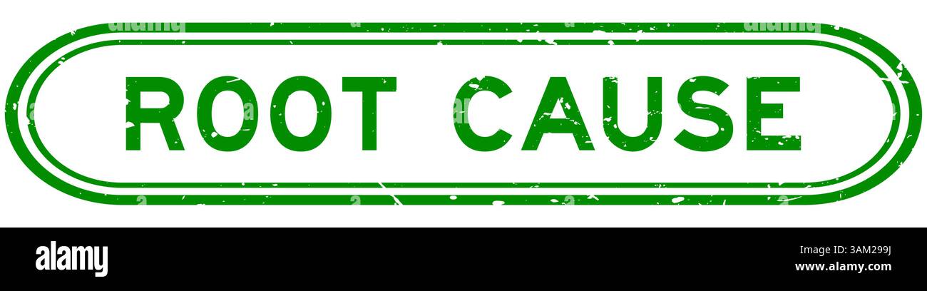 Grunge green root cause word rubber seal stamp on white background ...