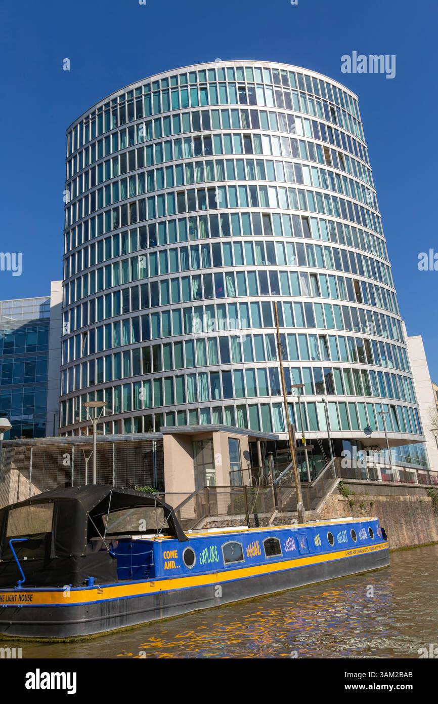 Modern architecture of The Eye apartment block building, Temple Quarter ...
