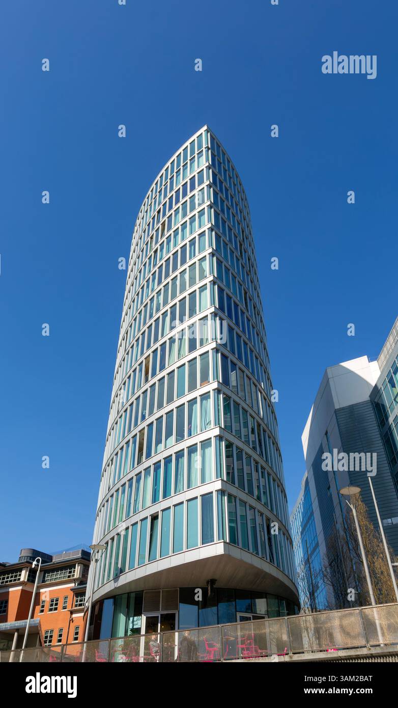 Modern architecture of The Eye apartment block building, Temple Quarter regeneration, Bristol ...