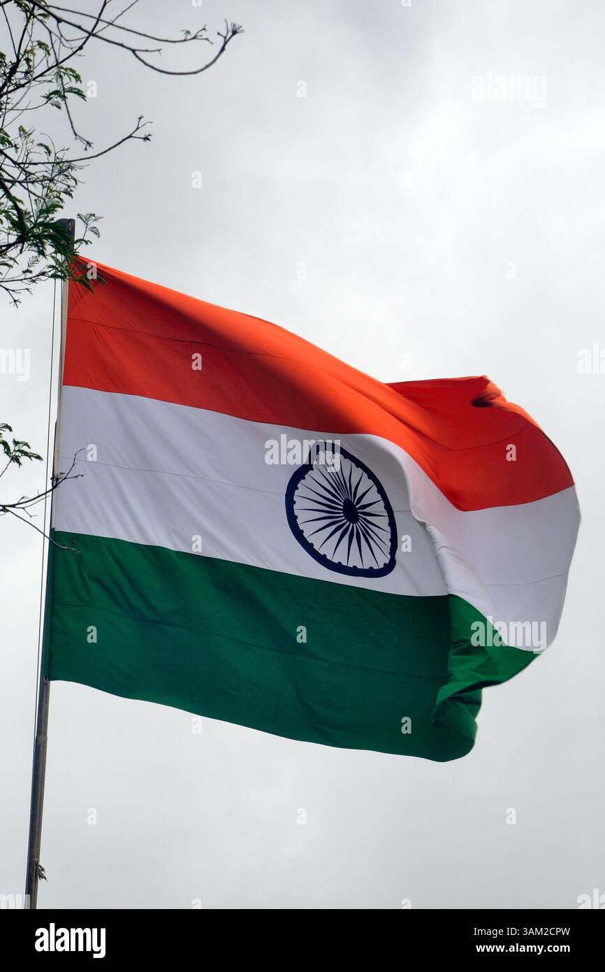 Tiranga (Indian National Flag) on the fortification wall of the fort ...