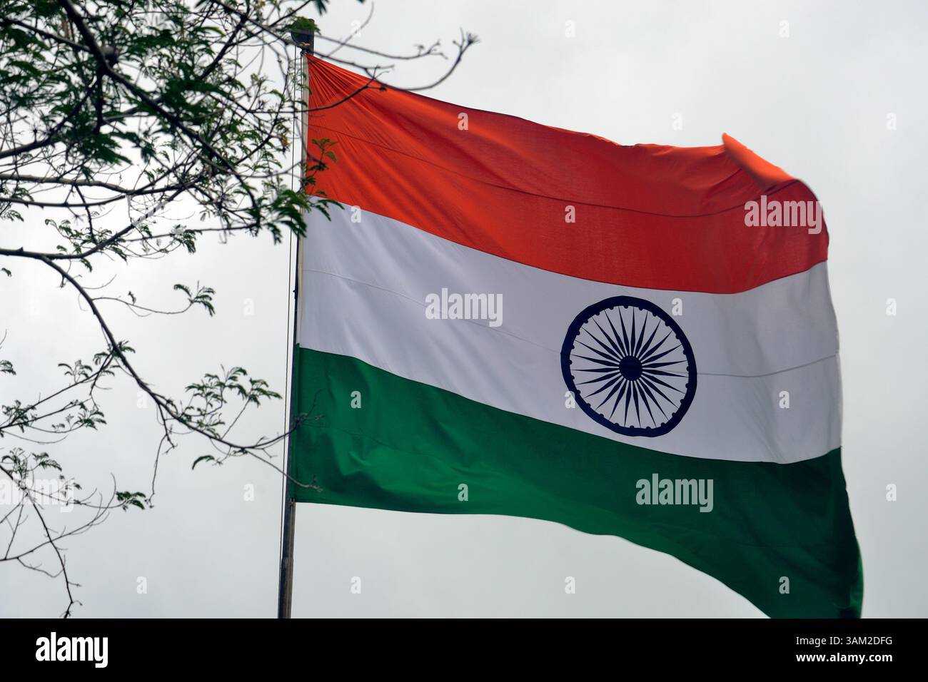 Tiranga (Indian National Flag) on the fortification wall of the fort ...