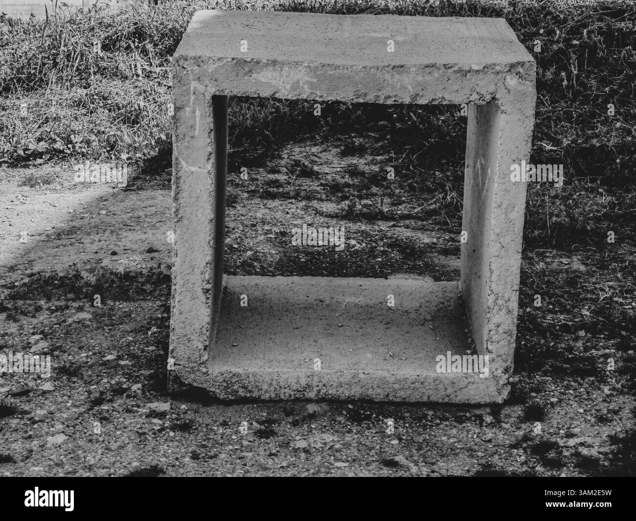 Weight of Stillness: Concrete Frame on Dirt Soil Stock Photo - Alamy
